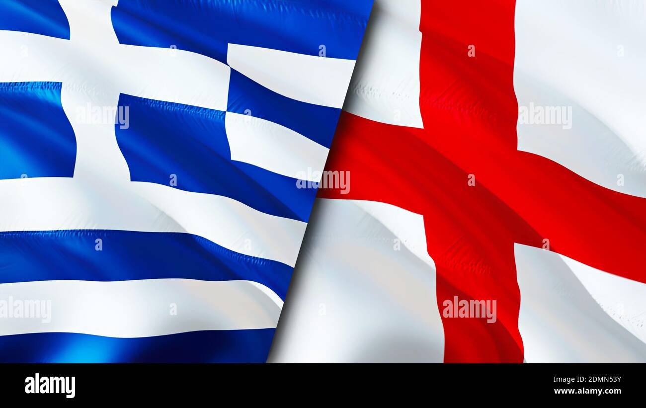 Greece and England flags. 3D Waving flag design. Greece England flag ...