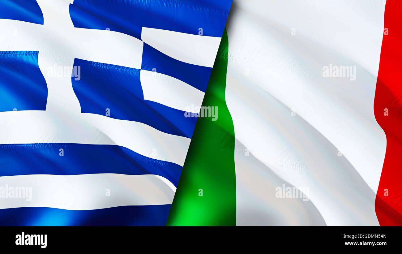 Greece and Italy flags. 3D Waving flag design. Greece Italy flag ...