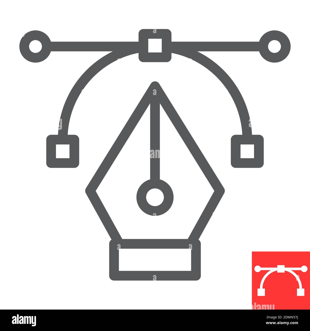 Curvature tool line icon, graphic design and designer, pen tool sign ...