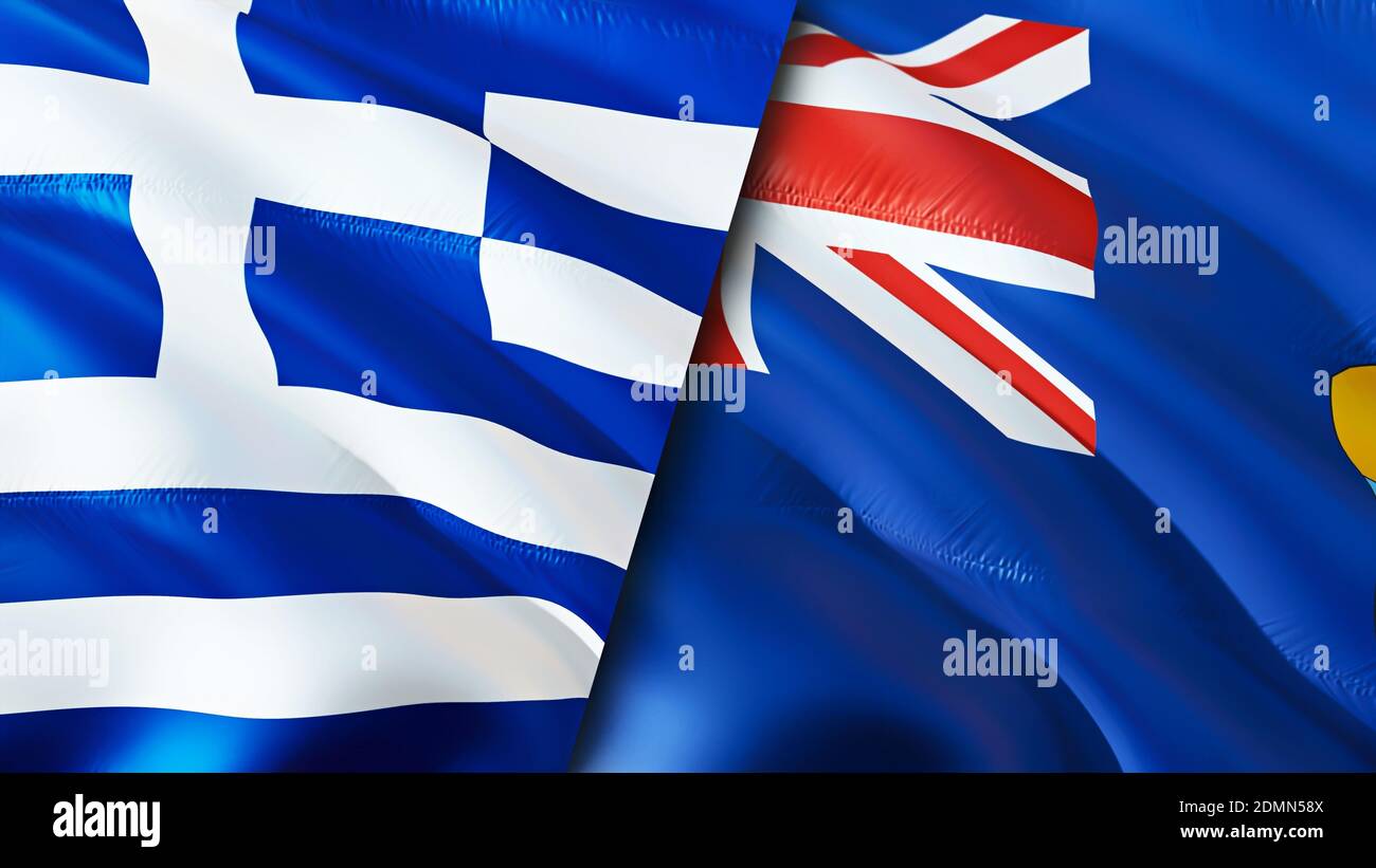 Greece and Saint Helena flags. 3D Waving flag design. Greece Saint ...