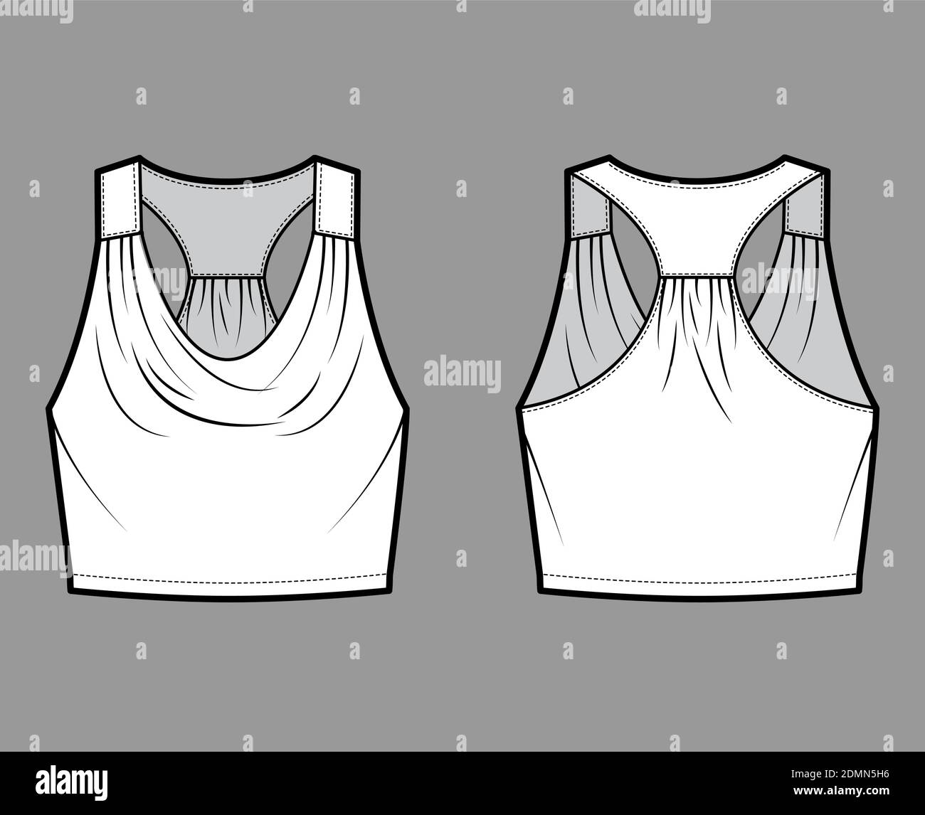 Racerback Template Women's Racer Back Tank Top| Fashion Flat Sketch,