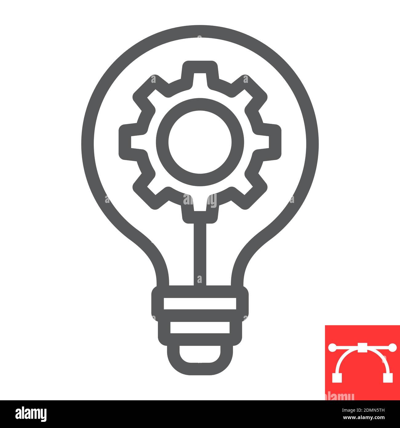 Idea generation line icon, creative and gear, light bulb sign vector ...