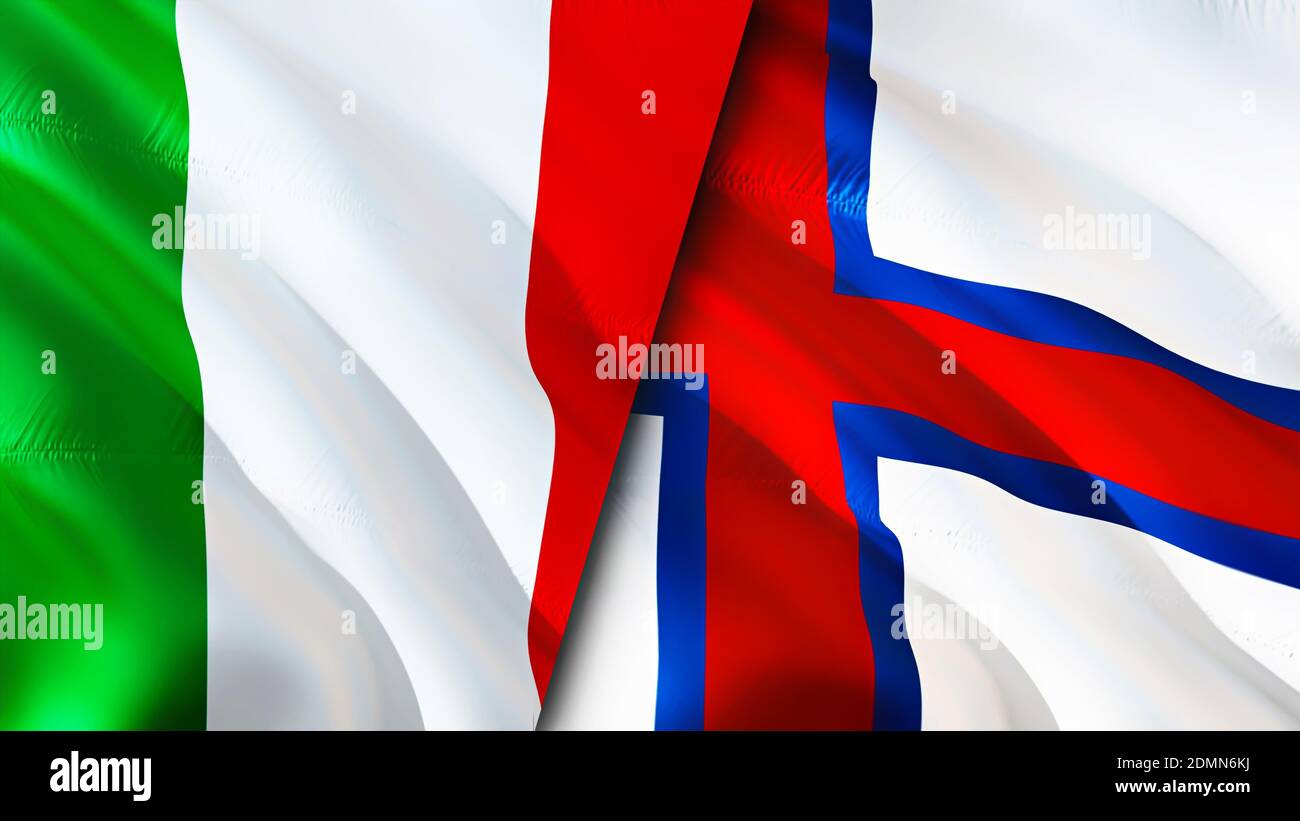 Italy and Faroe Islands flags. 3D Waving flag design. Italy Faroe ...