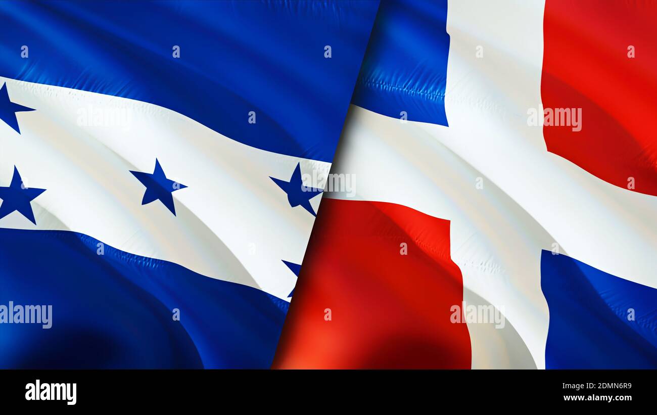 Honduras and Dominican Republic flags. 3D Waving flag design. Honduras ...