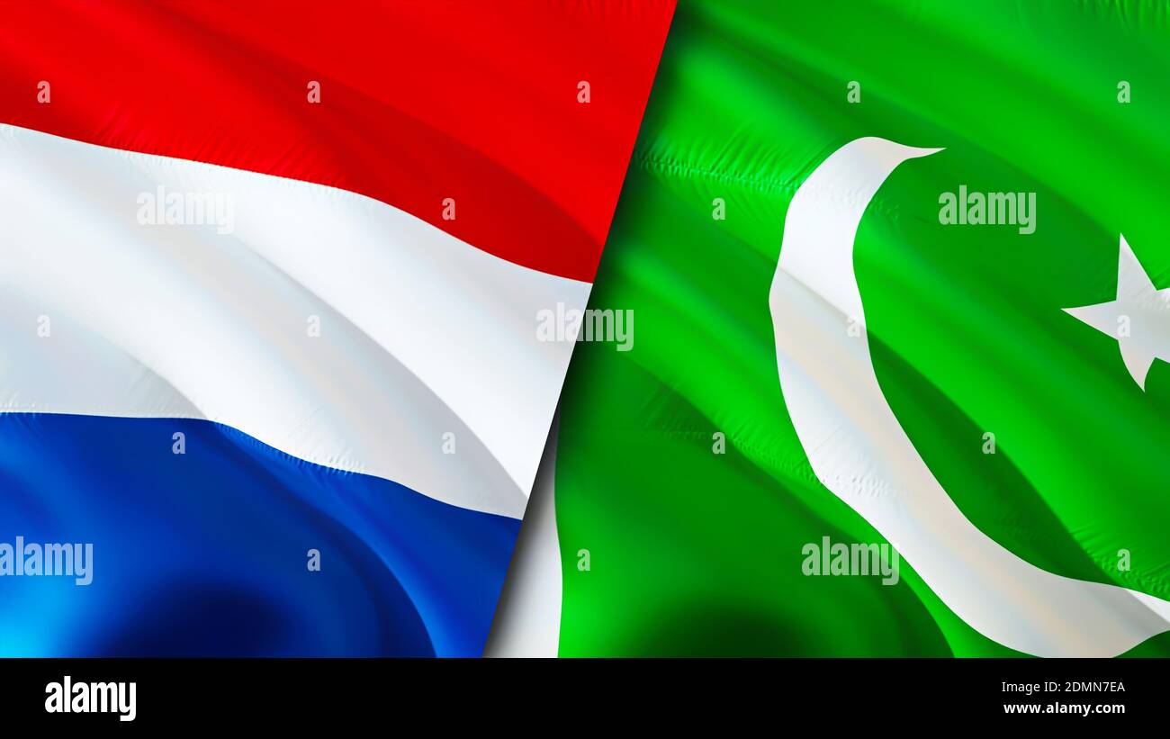 Netherlands and Pakistan flags. 3D Waving flag design. Netherlands ...