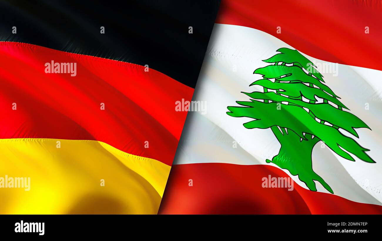 Germany and Lebanon flags. 3D Waving flag design. Germany Lebanon flag ...