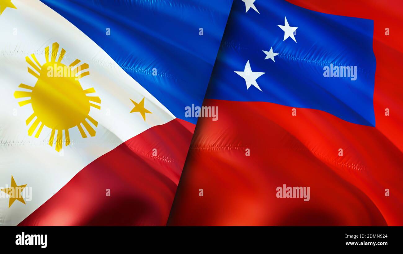 Philippines and Samoa flags. 3D Waving flag design. Philippines Samoa ...