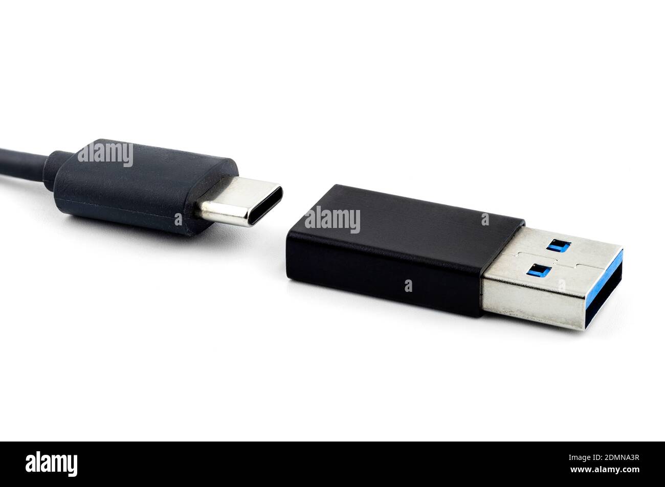 Macro shots of the USB 3.1 Type-C cable and adapter to USB 3.0 type A ...