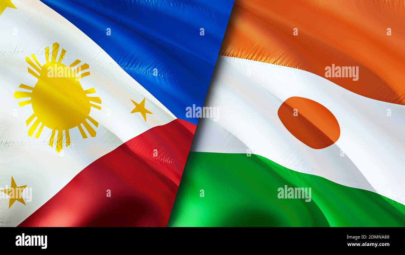 Philippines and Niger flags. 3D Waving flag design. Philippines Niger ...
