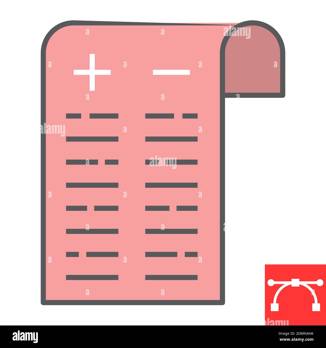 Pros and cons color line icon, test and choose, pros and cons sign ...