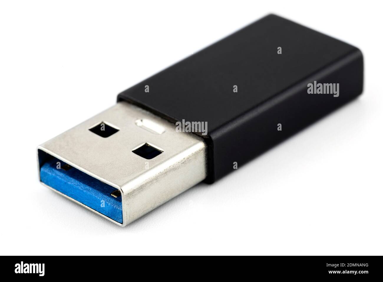 Macro shot of the USB type-C to USB type-A 3.0 adapter, isolated on a ...