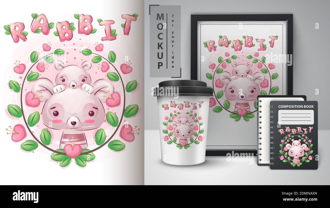 Rabbit flower - poster and merchandising Stock Vector Image & Art - Alamy