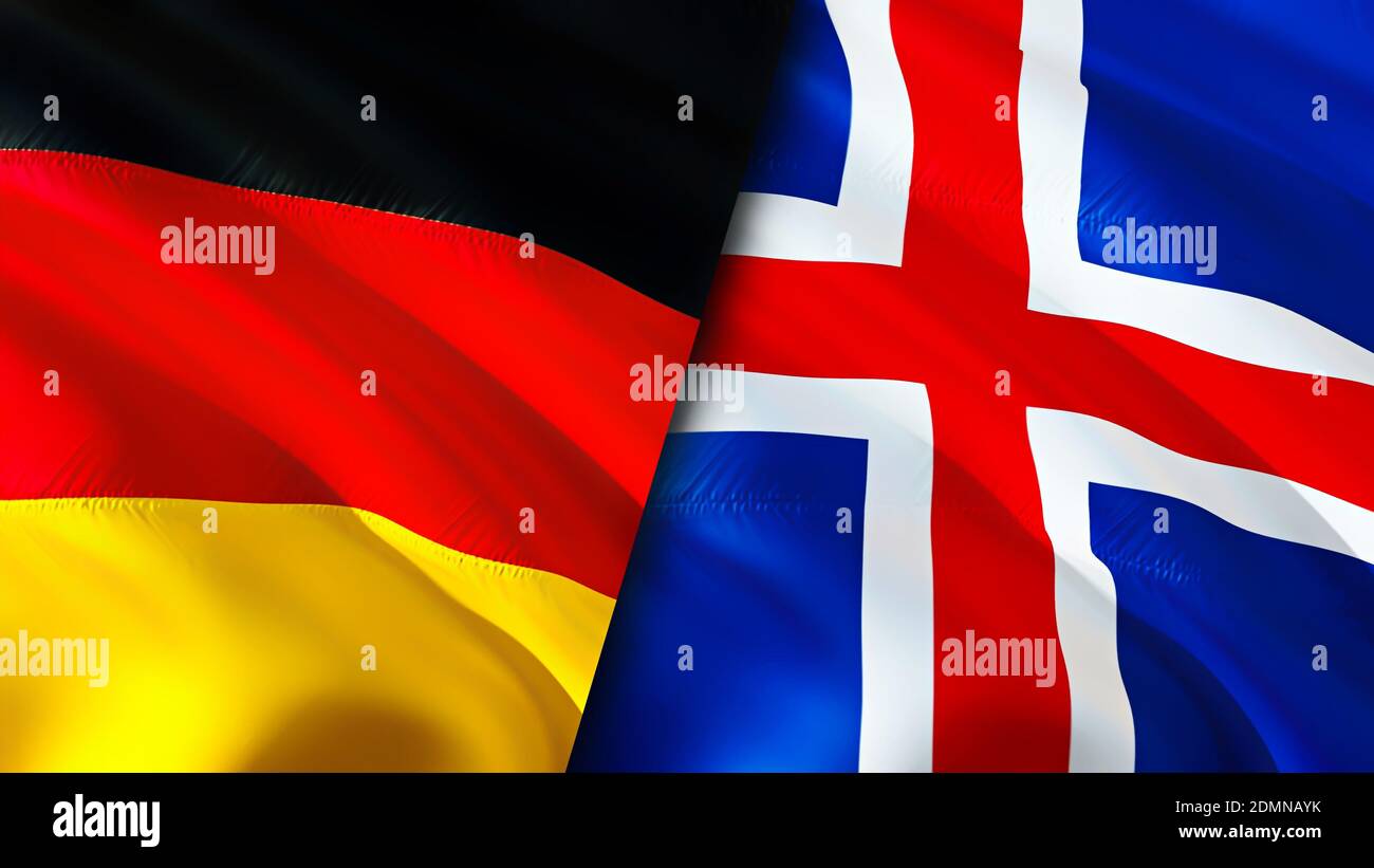 Germany and Iceland flags. 3D Waving flag design. Germany Iceland flag ...