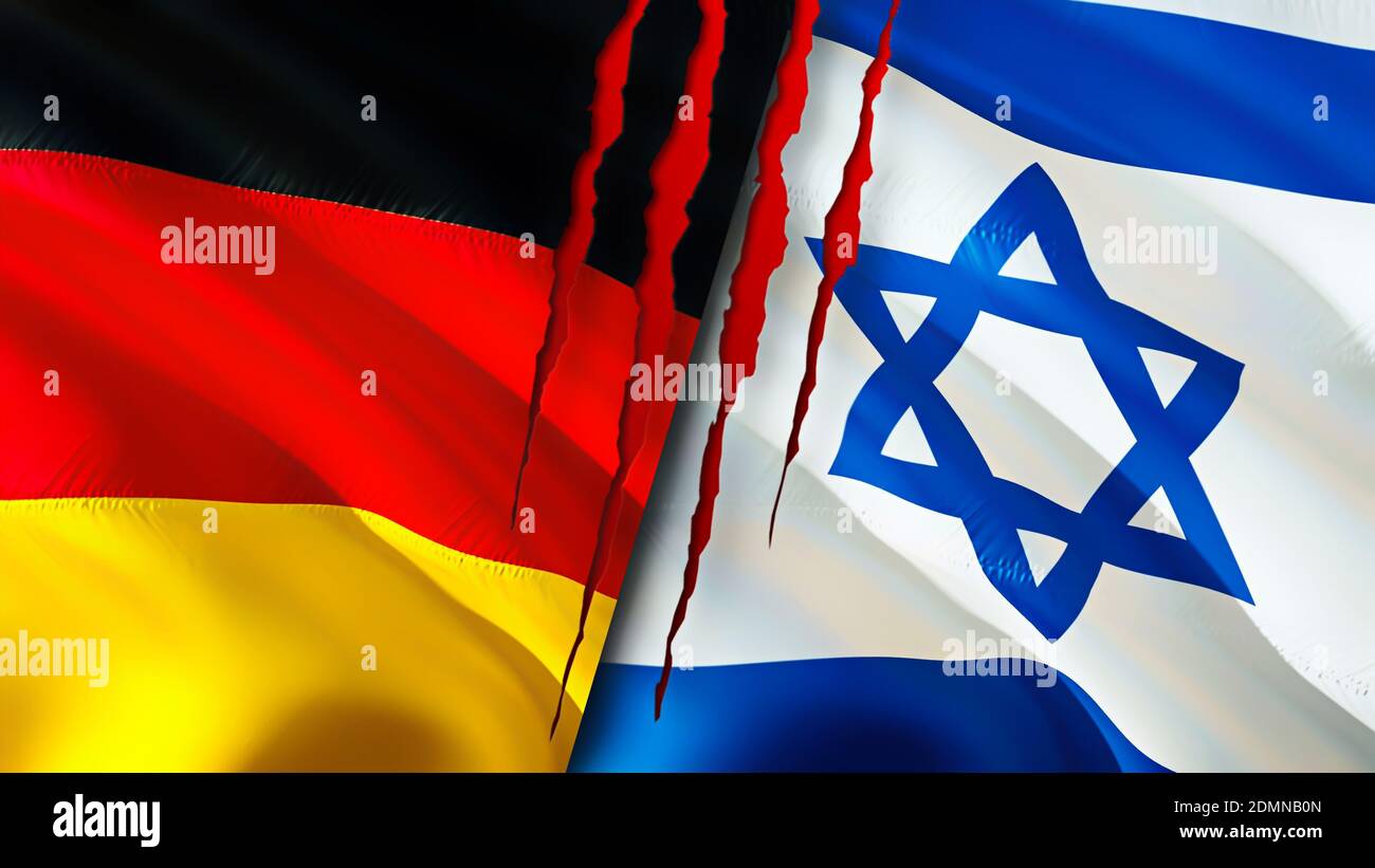 Germany and Israel flags with scar concept. Waving flag,3D rendering ...