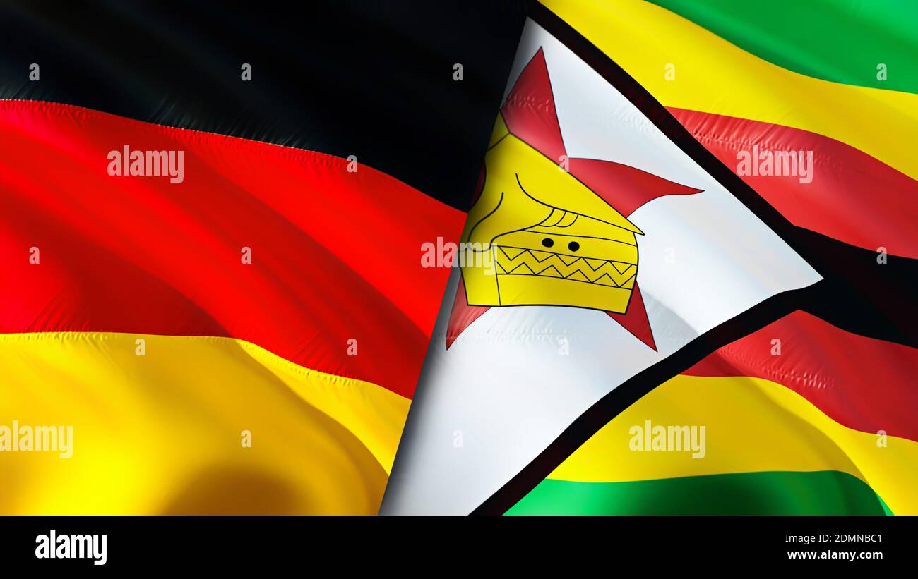 Germany and Zimbabwe flags. 3D Waving flag design. Germany Zimbabwe ...