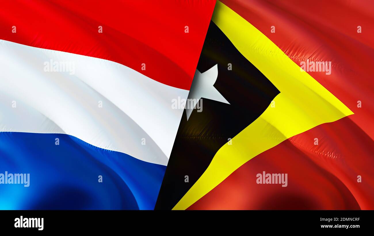 Netherlands and East Timor flags. 3D Waving flag design. Netherlands ...