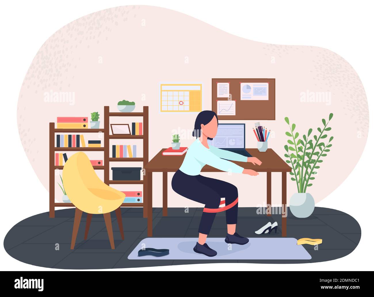 Workout break at workplace 2D vector web banner, poster Stock Vector ...