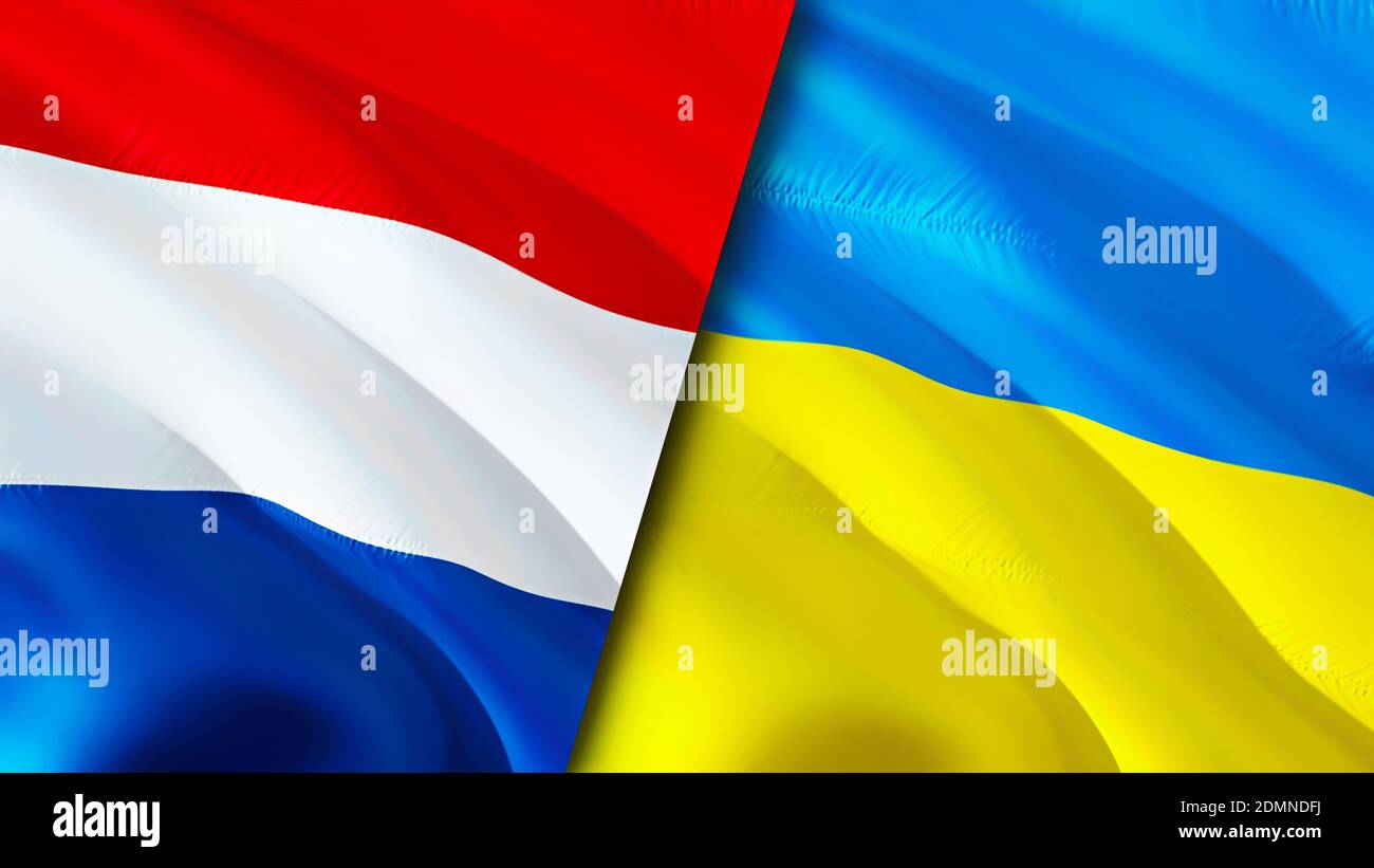 Netherlands and Ukraine flags. 3D Waving flag design. Netherlands ...