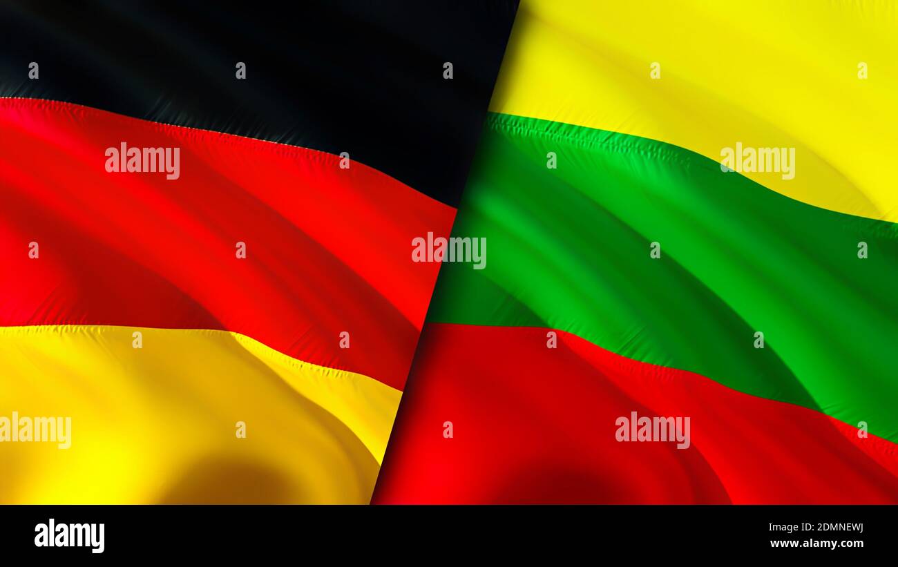 Germany and Lithuania flags. 3D Waving flag design. Germany Lithuania ...
