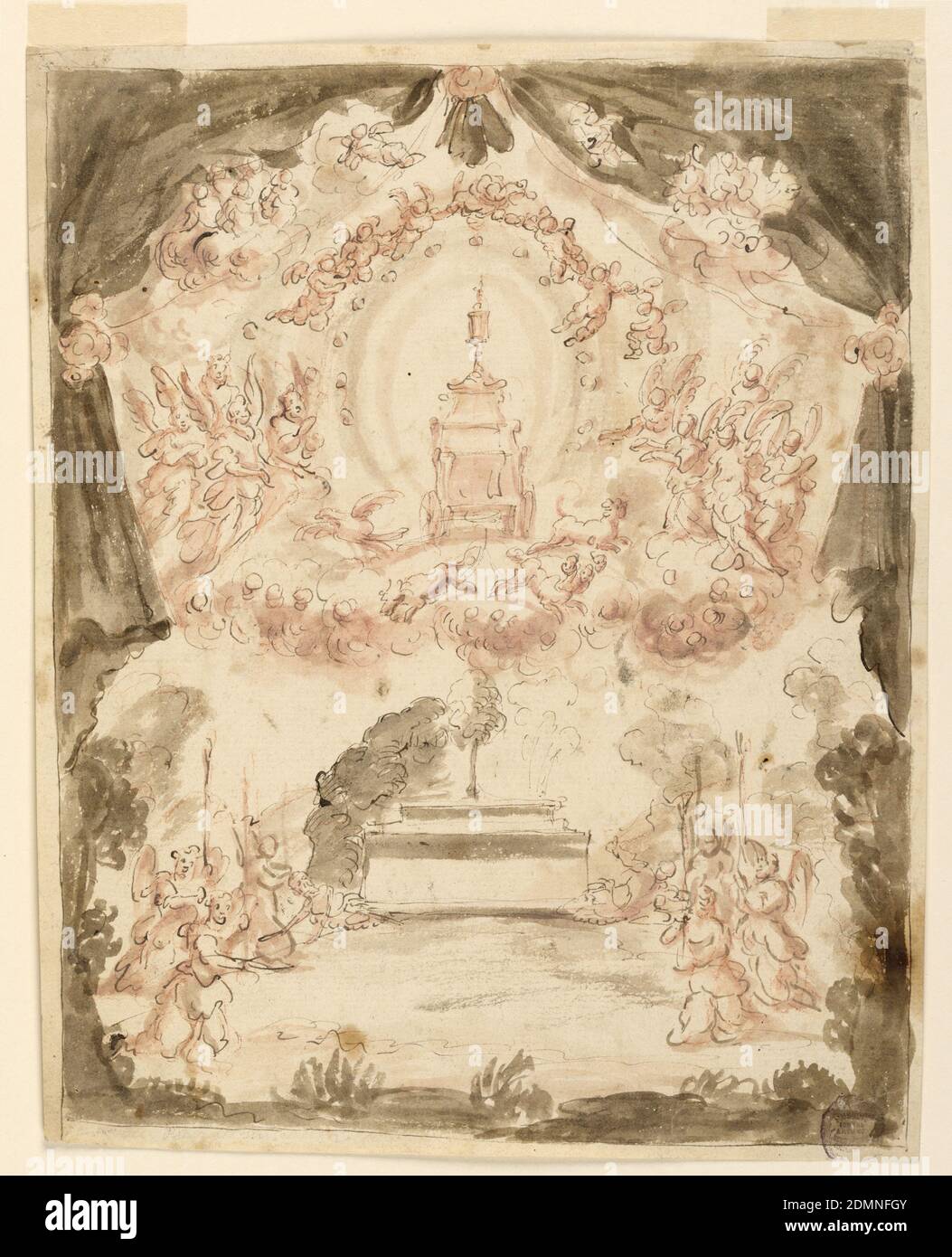 Project for a Holy Sepulcher, Red crayon, pen and ink, brush and sepia ...