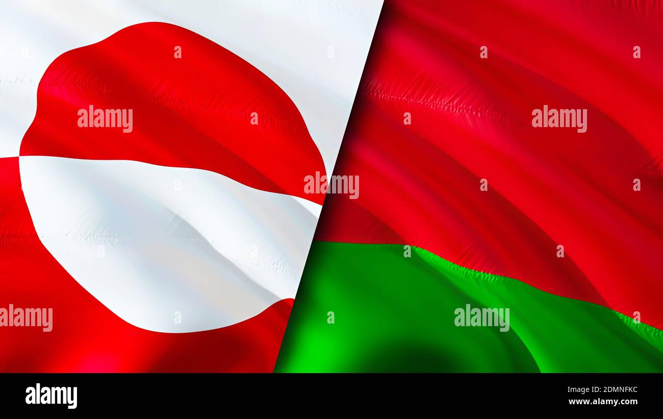 Greenland and Belarus flags. 3D Waving flag design. Greenland Belarus ...