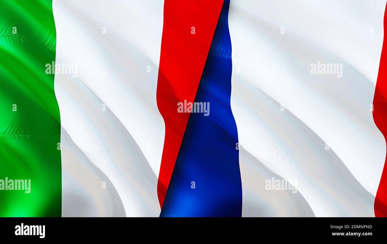 Italy and France flags. 3D Waving flag design. Italy France flag ...