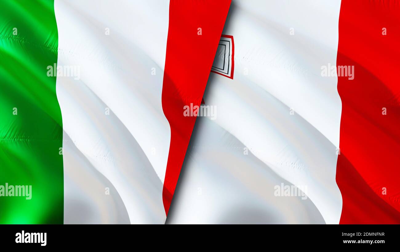 Italy and Malta flags. 3D Waving flag design. Italy Malta flag, picture ...