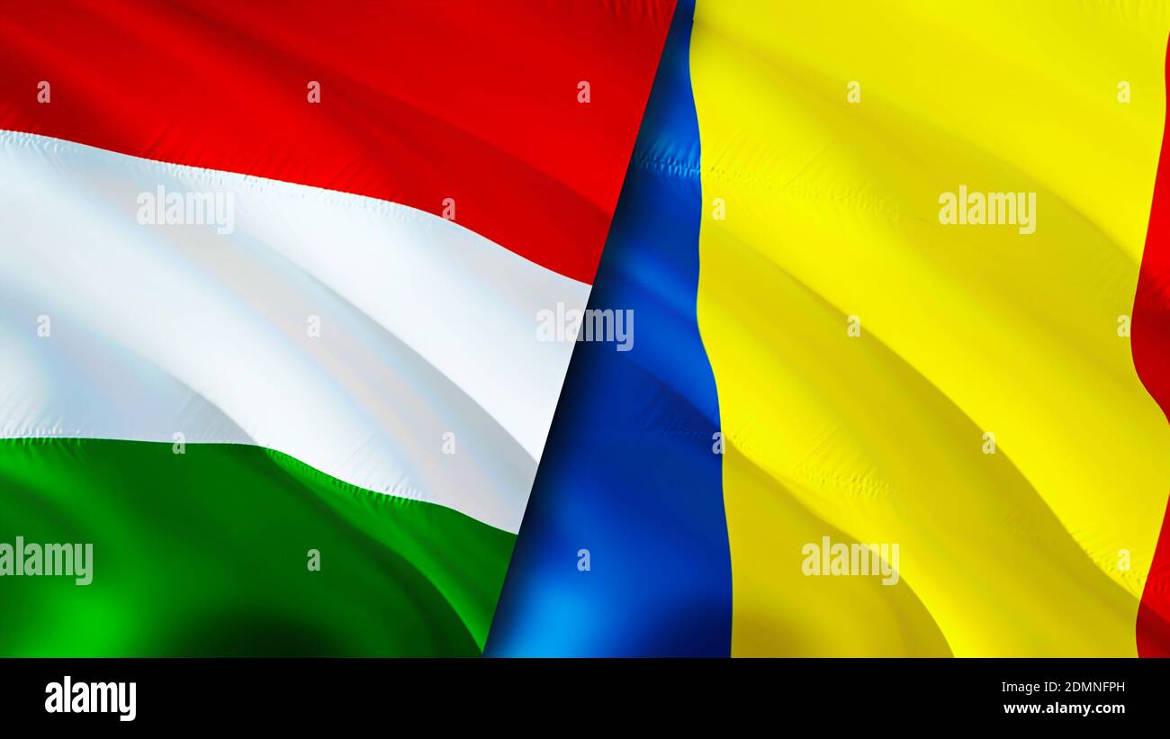 Hungary and Romania flags. 3D Waving flag design. Hungary Romania flag ...