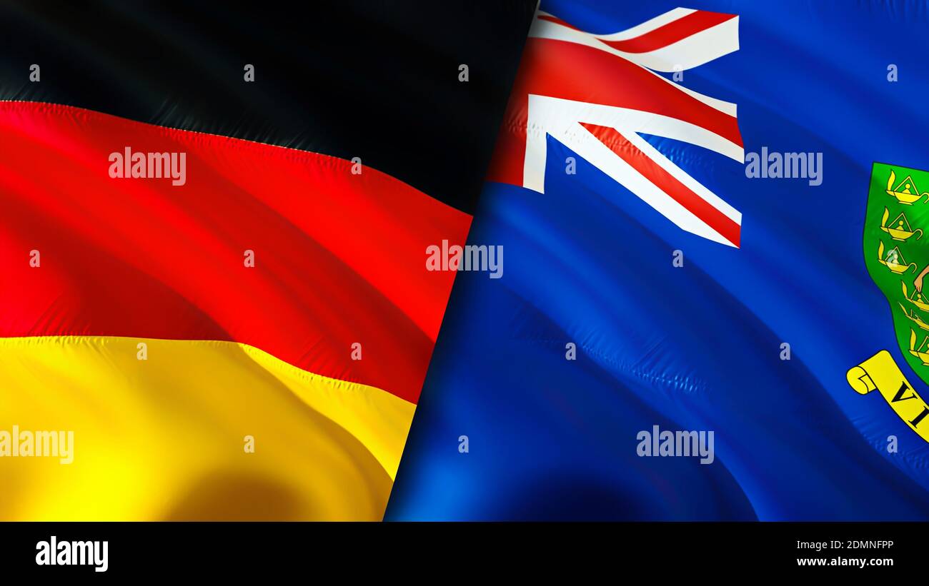 Germany and British Virgin Islands flags. 3D Waving flag design ...