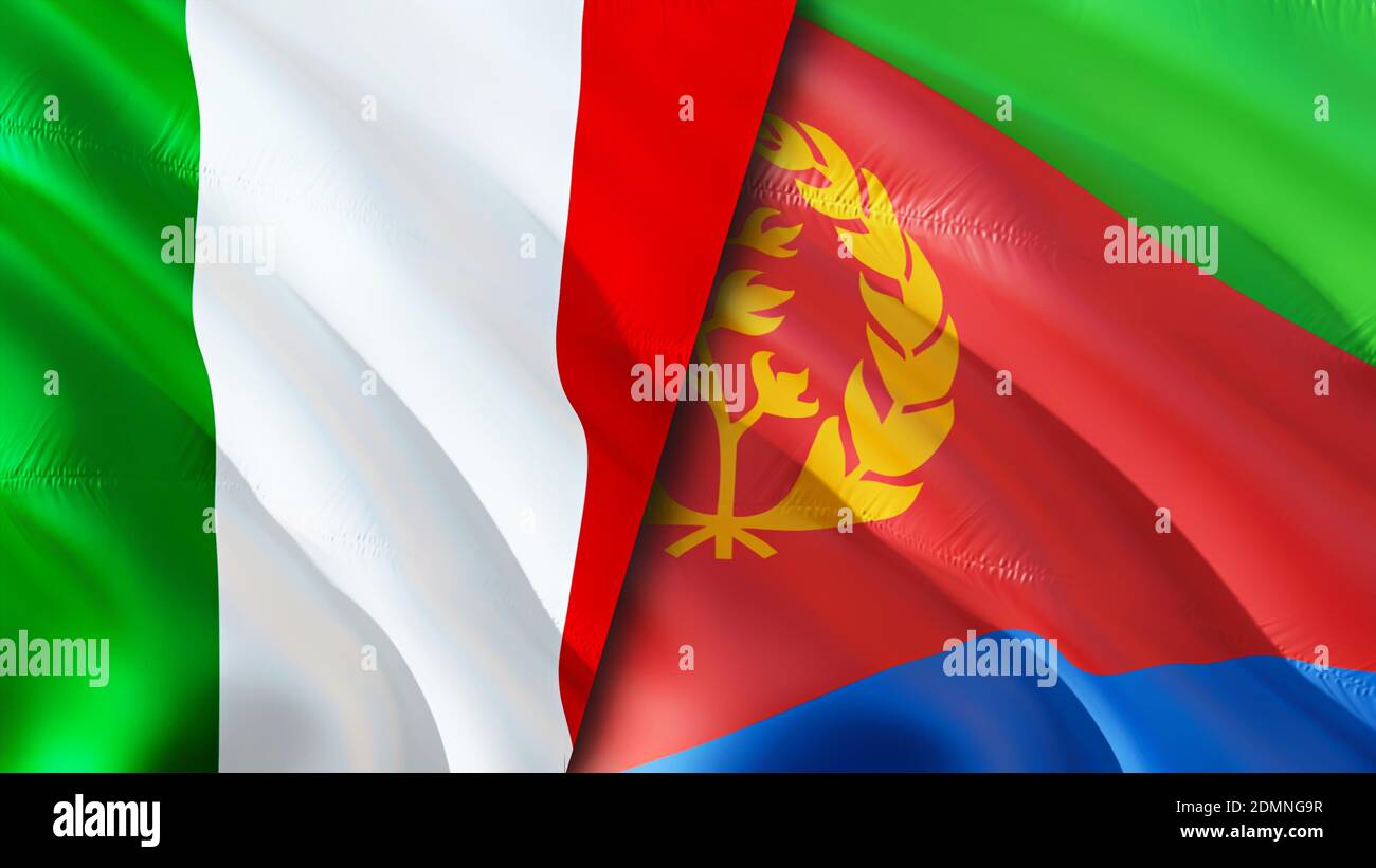 Italy and Eritrea flags. 3D Waving flag design. Italy Eritrea flag ...