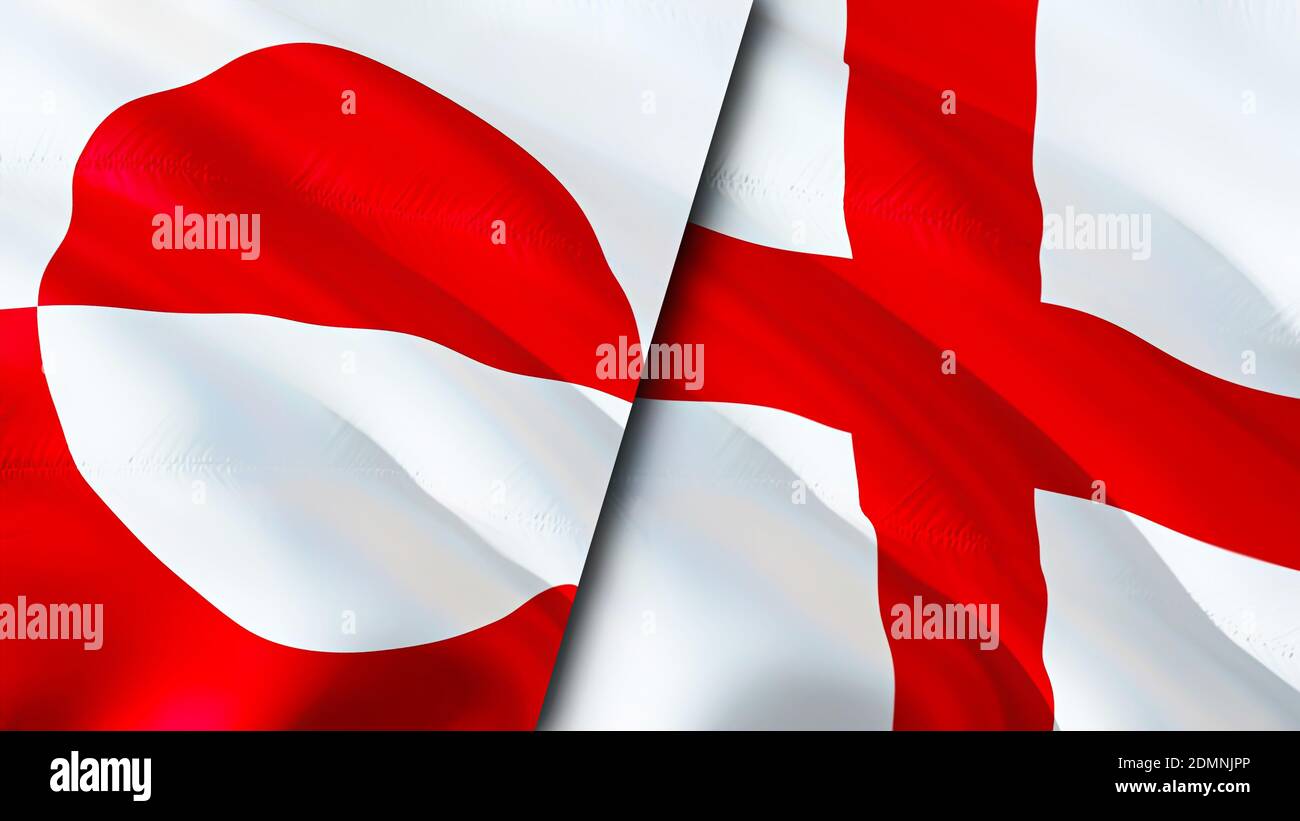 Greenland and England flags. 3D Waving flag design. Greenland England ...