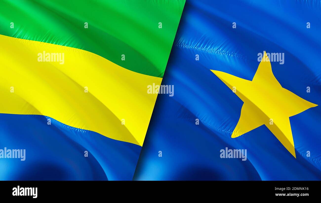 Gabon and DR Congo flags. 3D Waving flag design. Gabon DR Congo flag ...