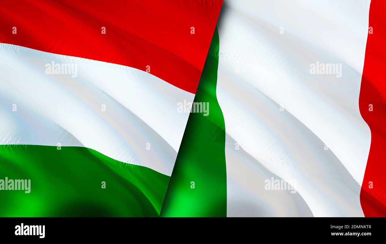Hungary and Italy flags. 3D Waving flag design. Hungary Italy flag ...