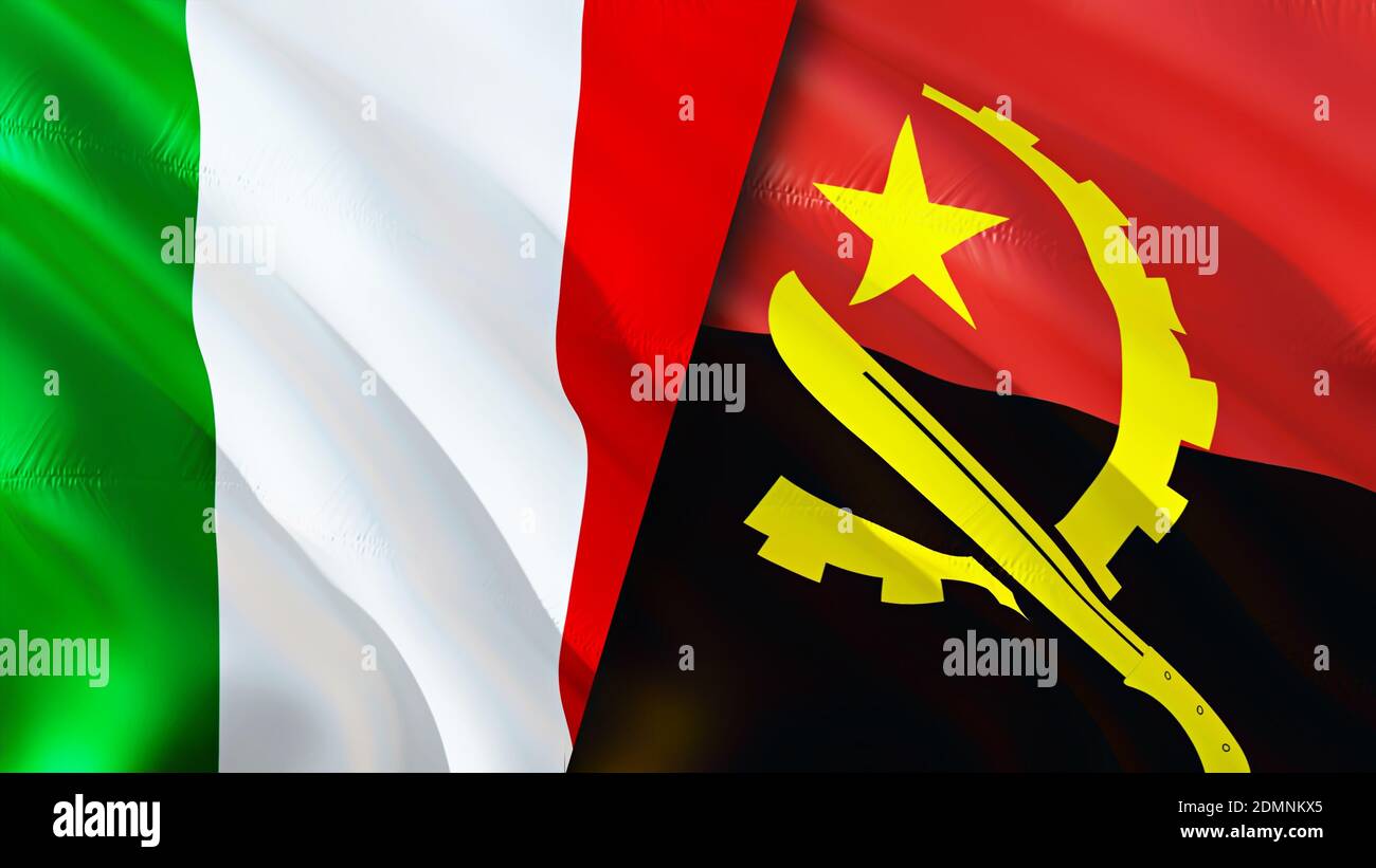 Italy and Angola flags. 3D Waving flag design. Italy Angola flag ...
