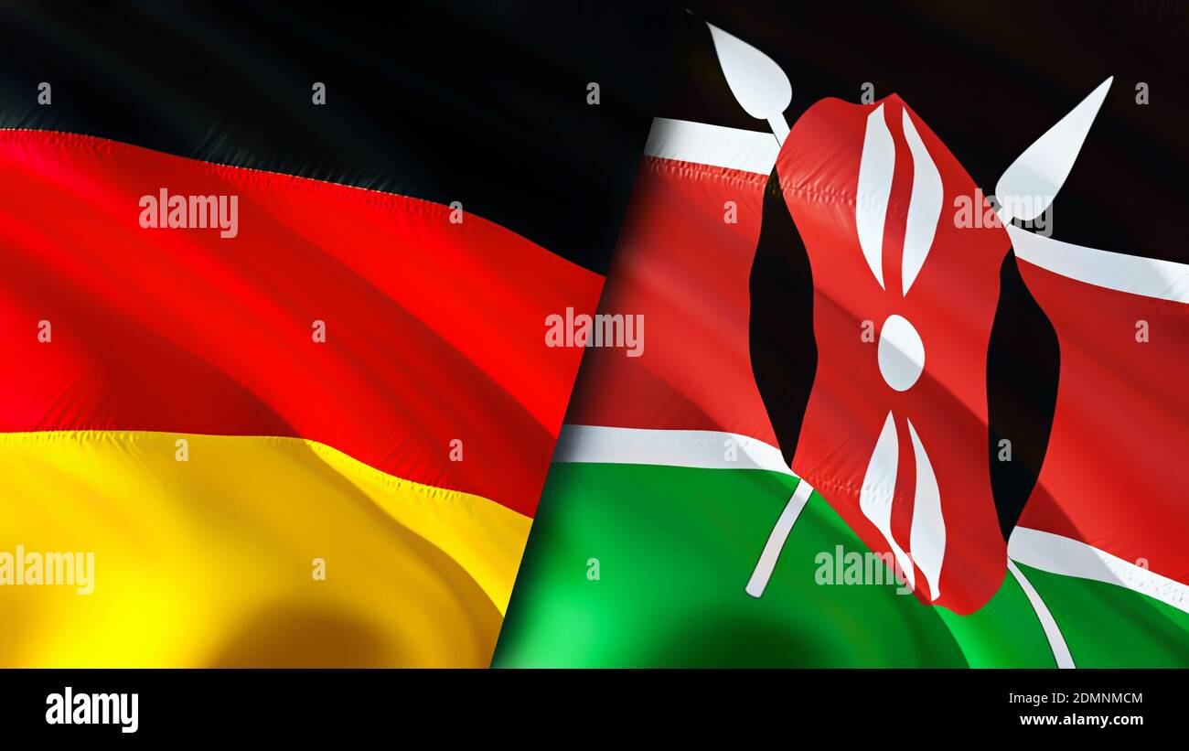 Germany and Kenya flags. 3D Waving flag design. Germany Kenya flag ...