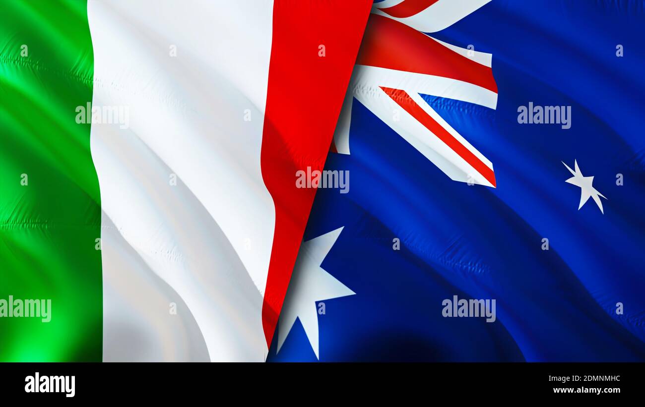 Italy and Australia flags. 3D Waving flag design. Italy Australia flag ...