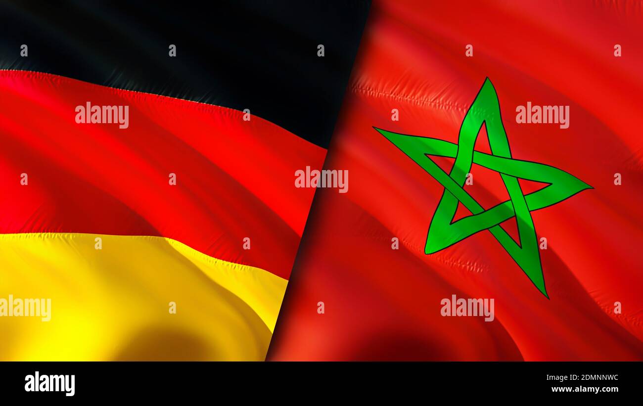 Germany and Morocco flags. 3D Waving flag design. Germany Morocco flag ...