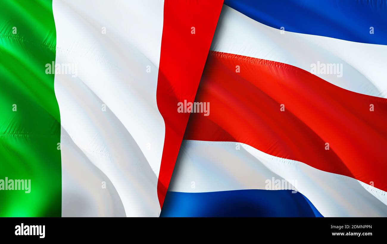 Italy and Costa Rica flags. 3D Waving flag design. Italy Costa Rica ...