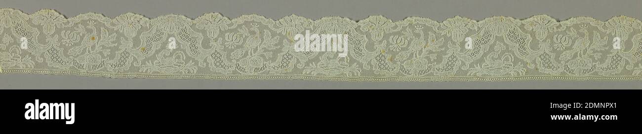 Border, Medium: linen Technique: bobbin lace, Mechlin style, Band of ...