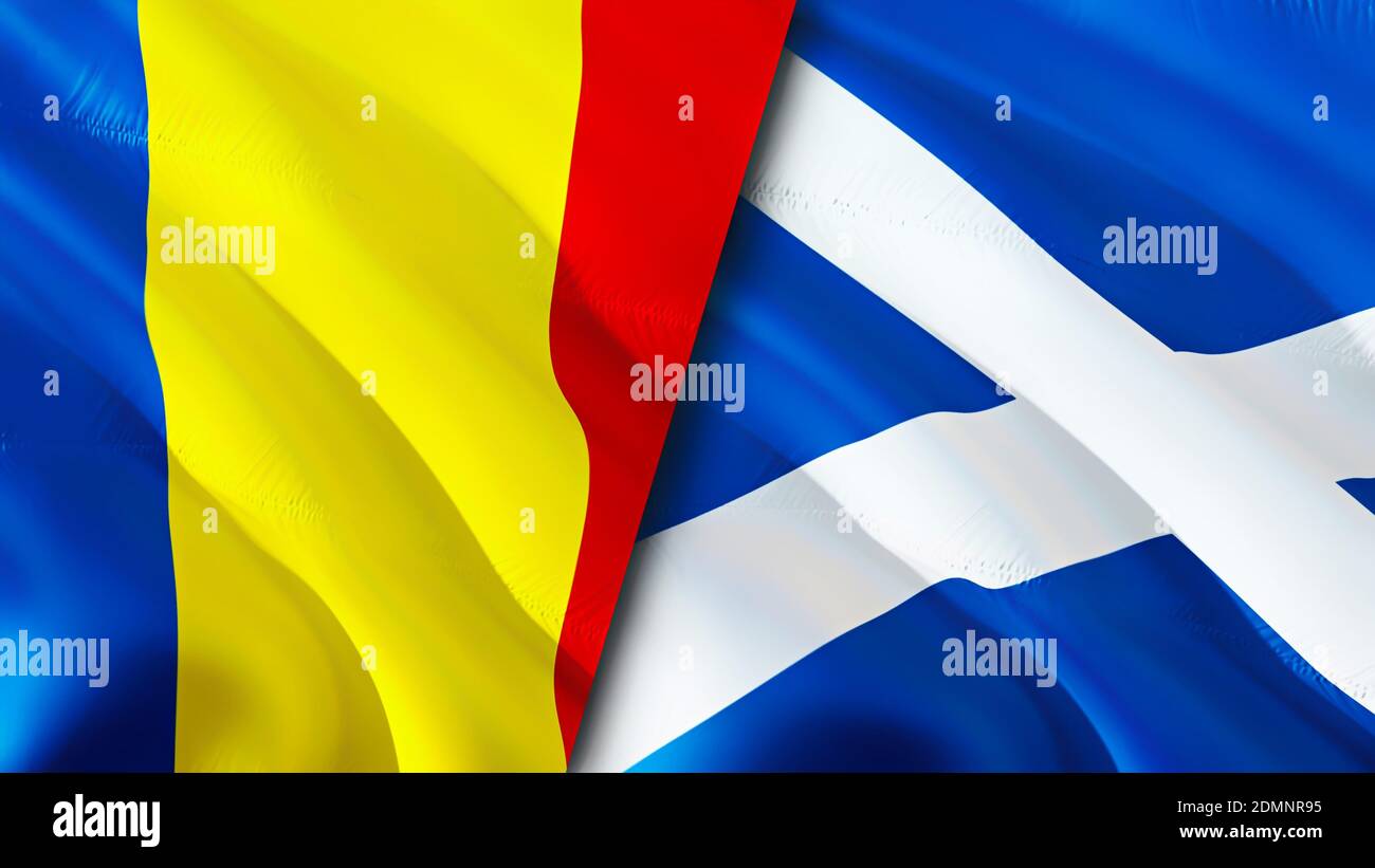 Romania and Scotland flags. 3D Waving flag design. Romania Scotland ...