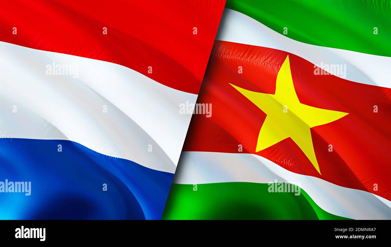 Netherlands and Suriname flags. 3D Waving flag design. Netherlands ...