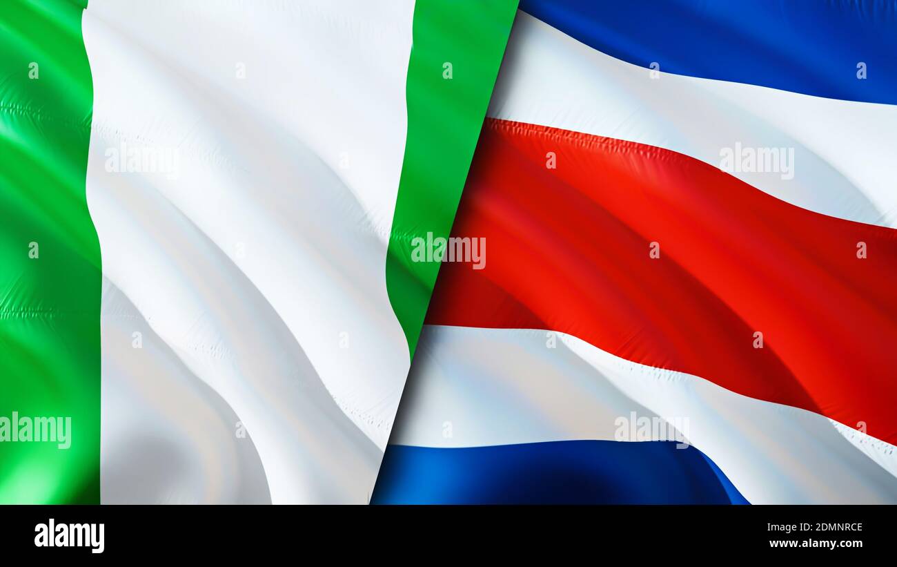 Nigeria And Costa Rica Flags 3d Waving Flag Design Nigeria Costa Rica