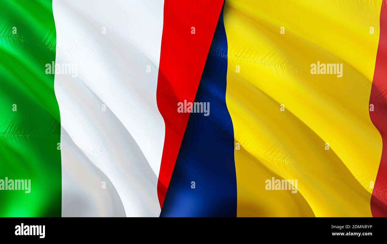 Italy and Chad flags. 3D Waving flag design. Italy Chad flag, picture ...
