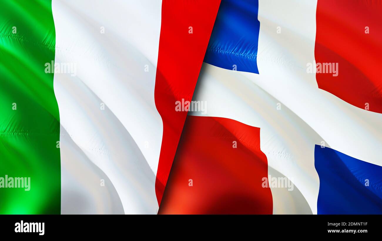 Italy and Dominican Republic flags. 3D Waving flag design. Italy ...
