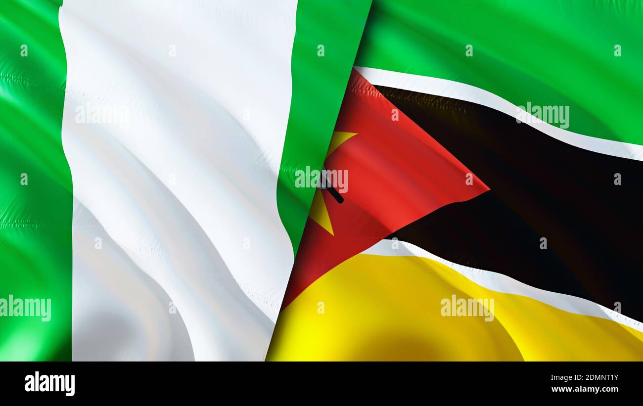 Nigeria and Mozambique flags. 3D Waving flag design. Nigeria Mozambique ... Nigeria and Mozambique flags. 3D Waving flag design. Nigeria Mozambique ...