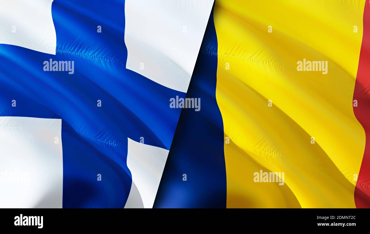 Finland and Chad flags. 3D Waving flag design. Finland Chad flag ...
