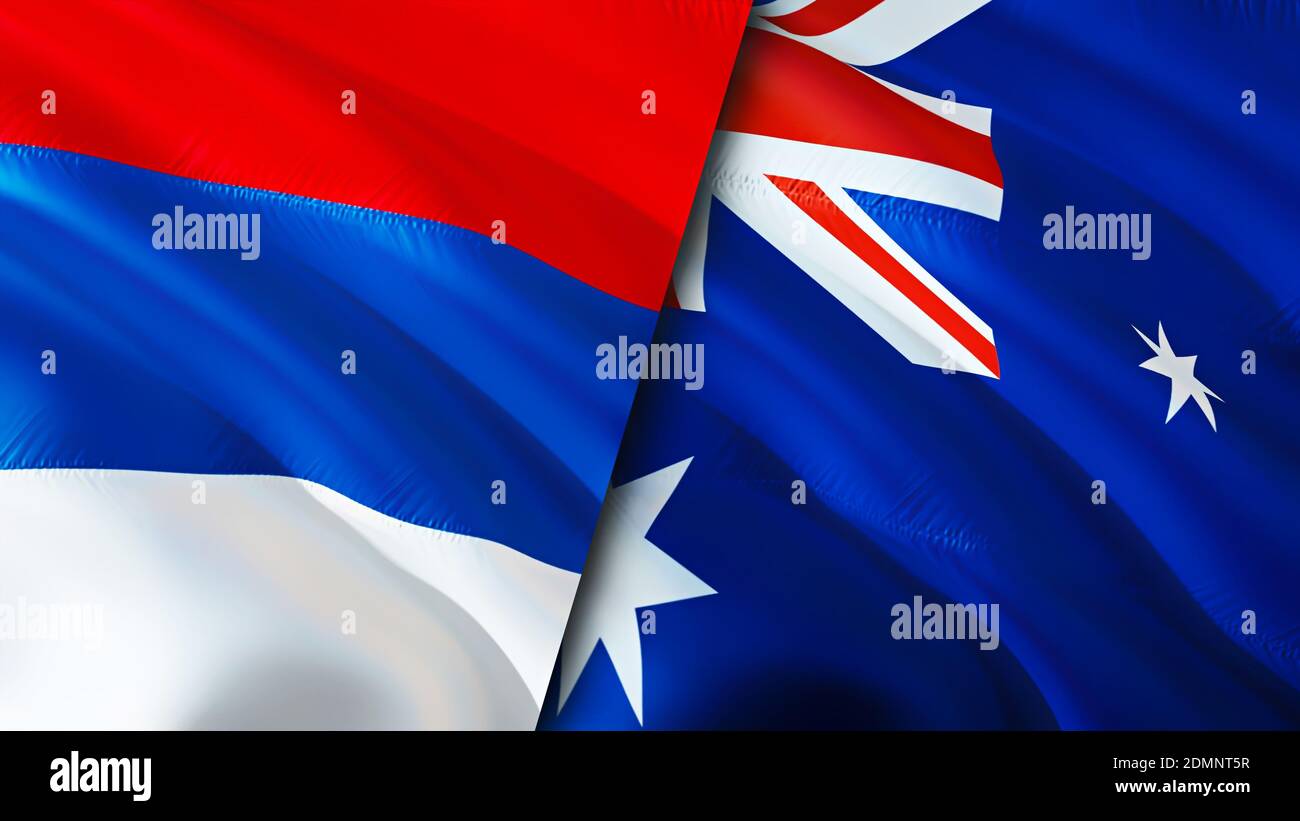 Serbia and Australia flags. 3D Waving flag design. Serbia Australia ...