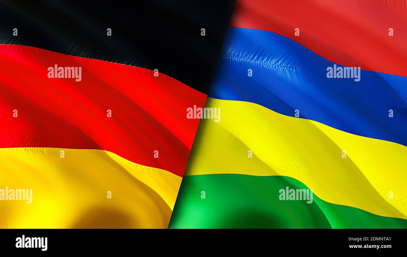 Germany and Mauritius flags. 3D Waving flag design. Germany Mauritius ...