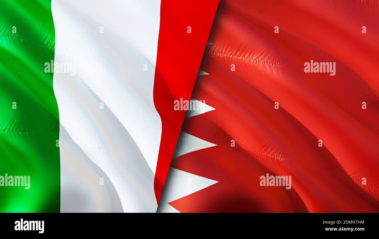 Italy and Bahrain flags. 3D Waving flag design. Italy Bahrain flag ...