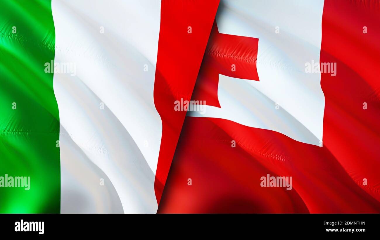 Italy and Tonga flags. 3D Waving flag design. Italy Tonga flag, picture ...